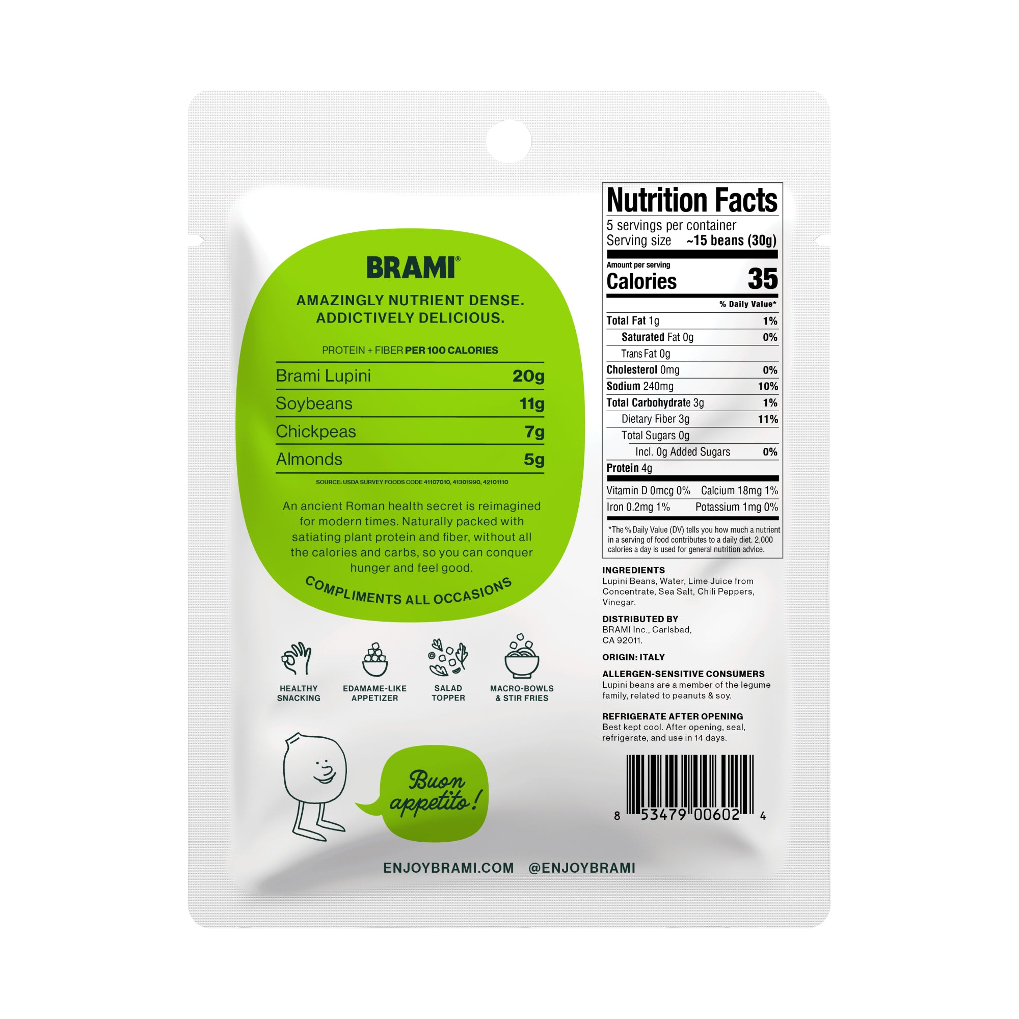 Brami Lupini Beans - Chili & Lime – BRAMI Snacks